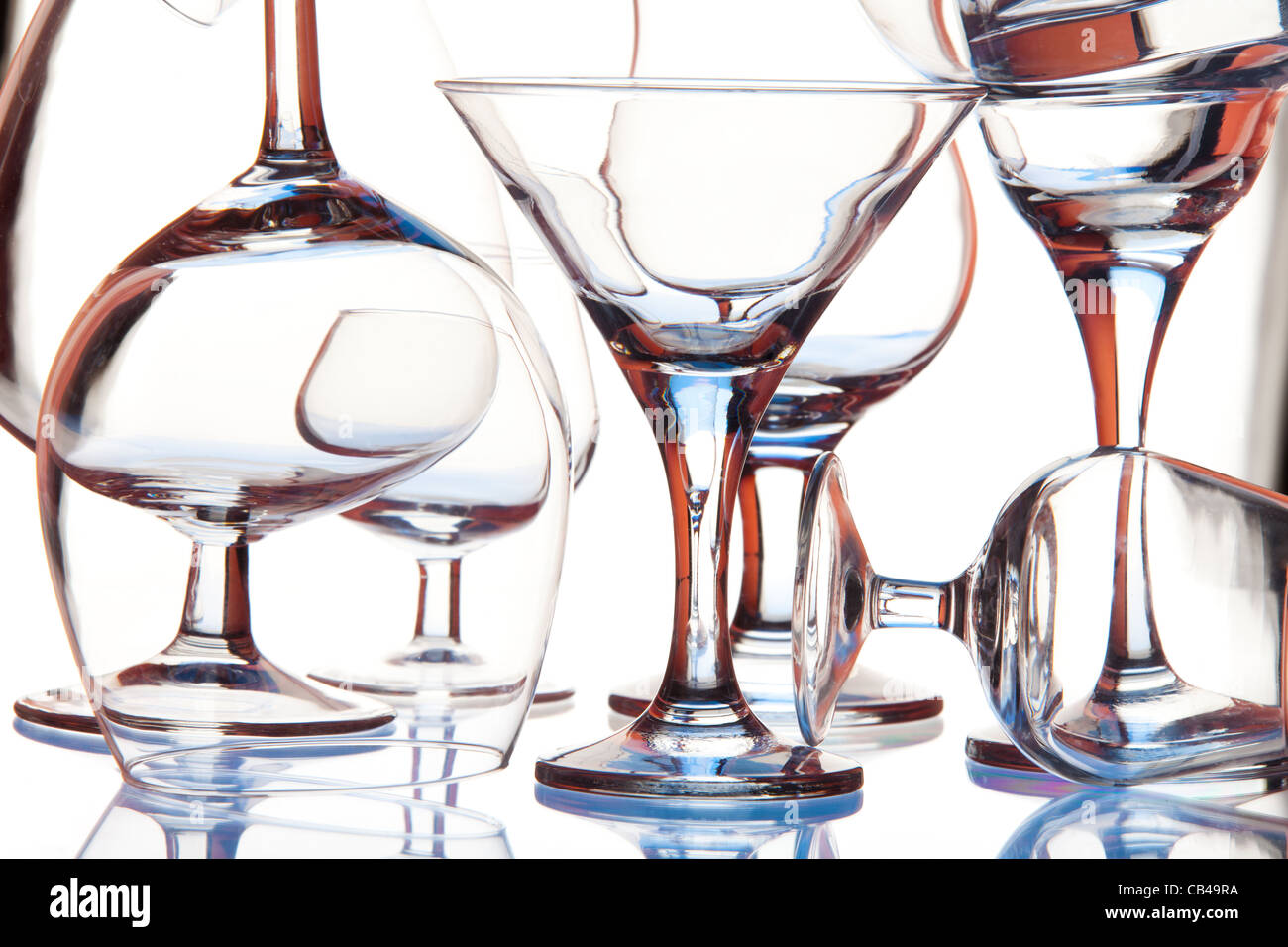 Glass forms - Many transparent glasses and wineglass with defined form ...