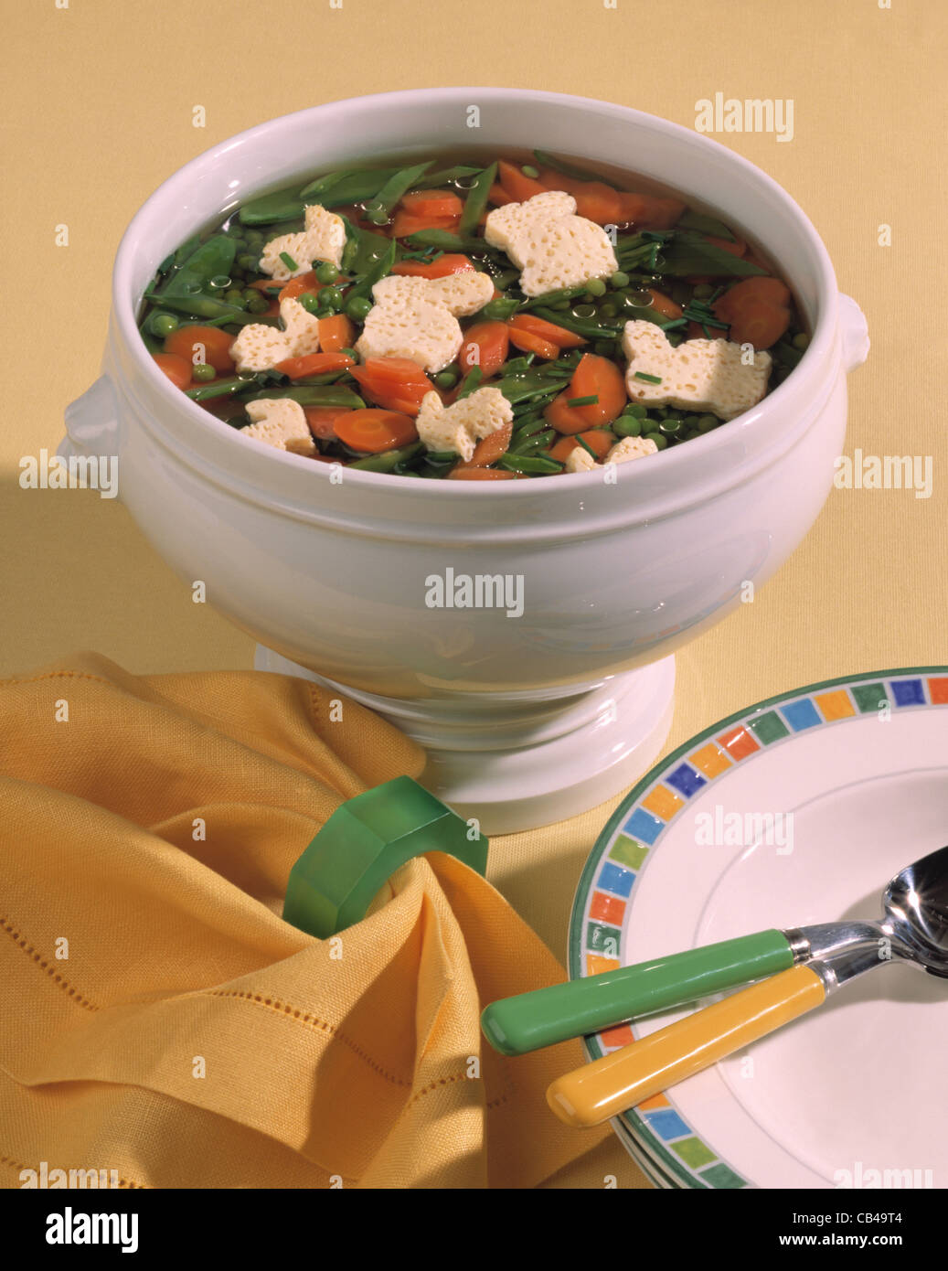 Vegetable soup with royale Stock Photo - Alamy