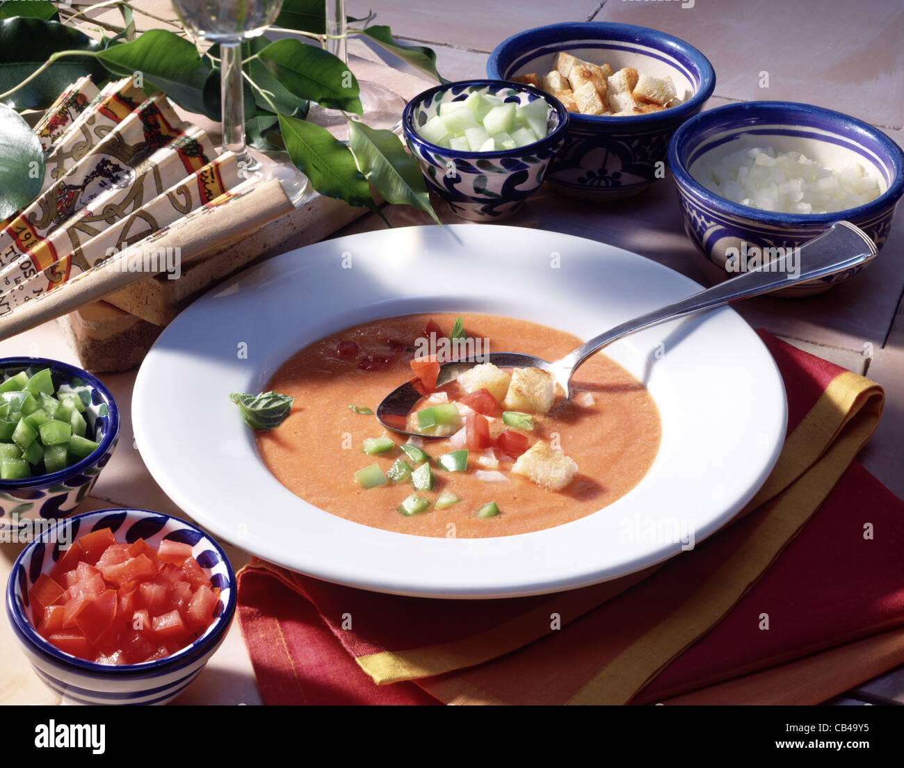 Cold vegetable soup with tomatos gazpacho andaluz Stock Photo - Alamy