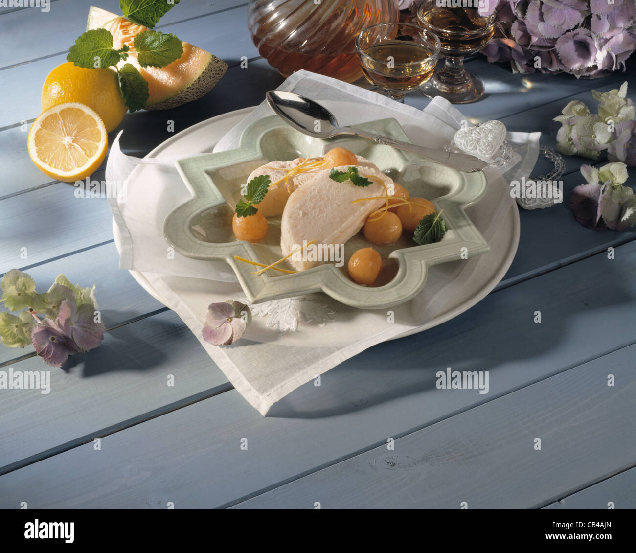 Melon parfait with honey liqueur Stock Photo - Alamy