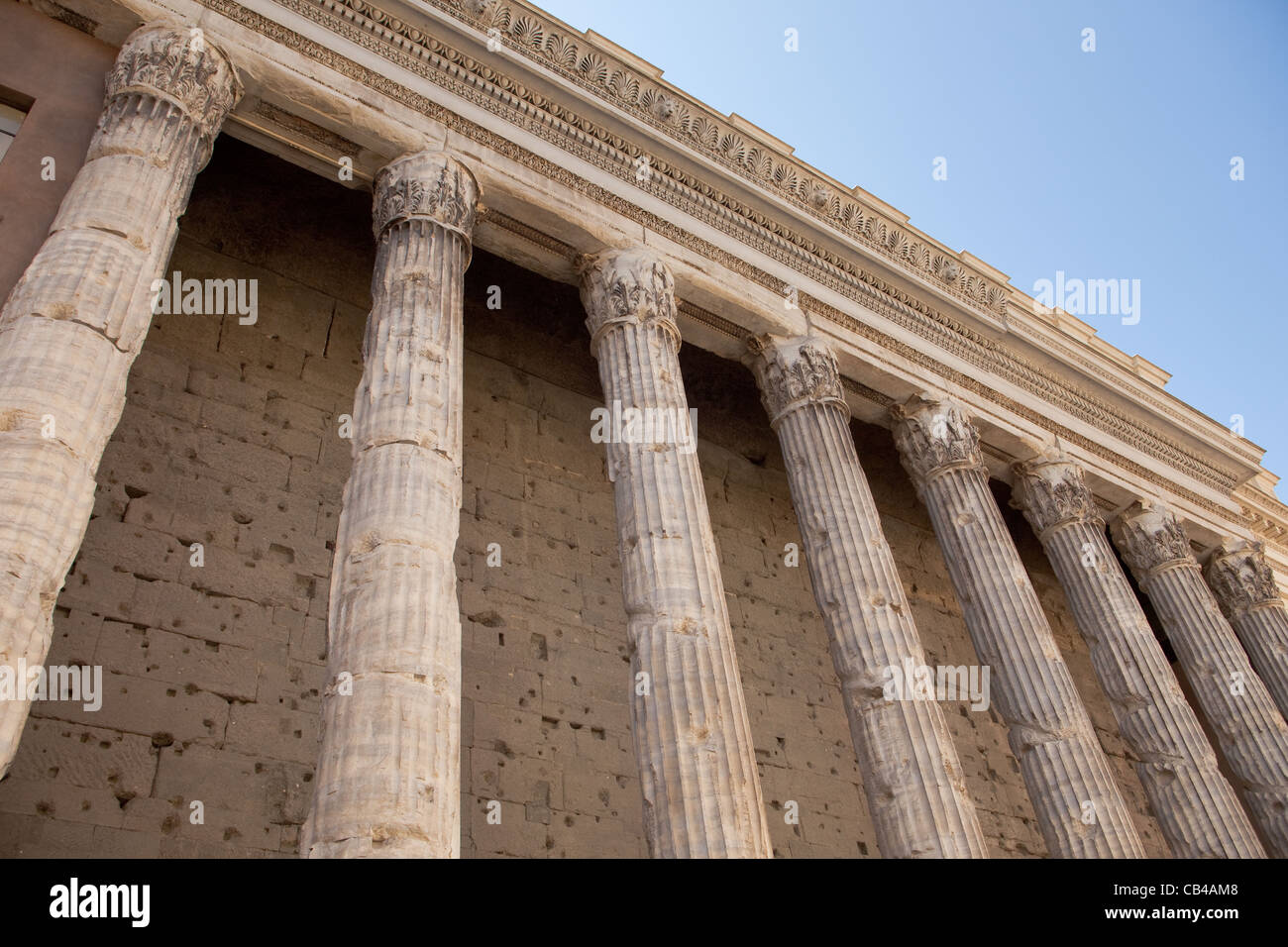 Remaining columns Temple built 145ad dedicated to Emperor Hadrian. Rome ...
