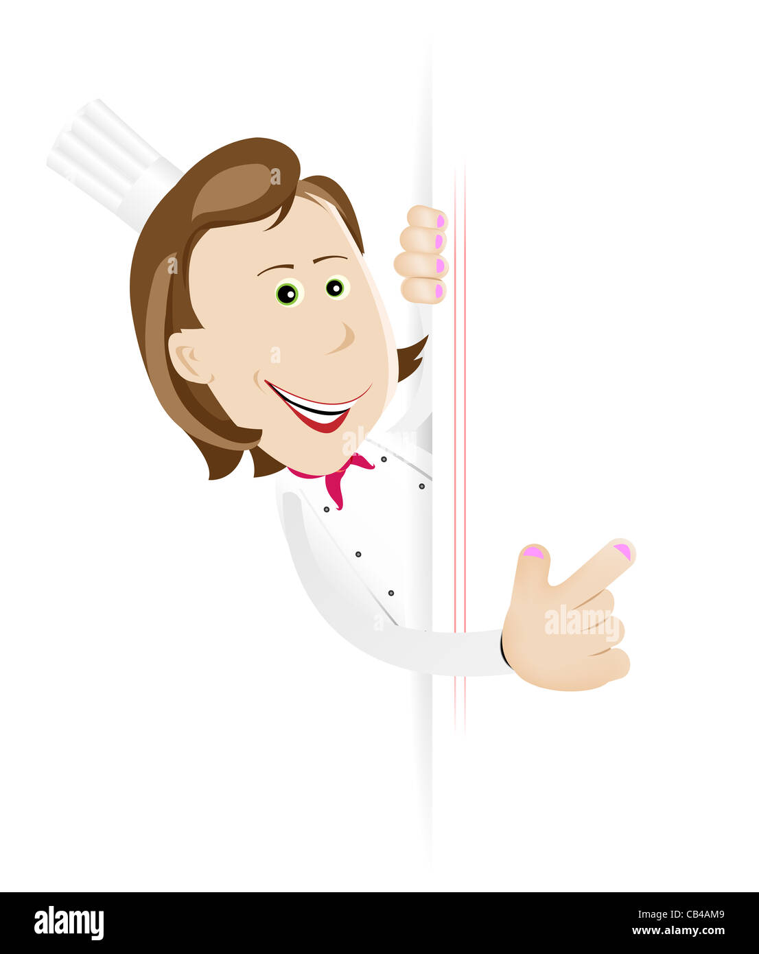 Illustration of a cartoon white cook woman holding A Blank sign to put ...