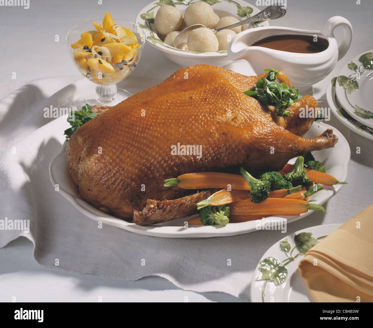 Goose with portwine and pepper mango Stock Photo - Alamy