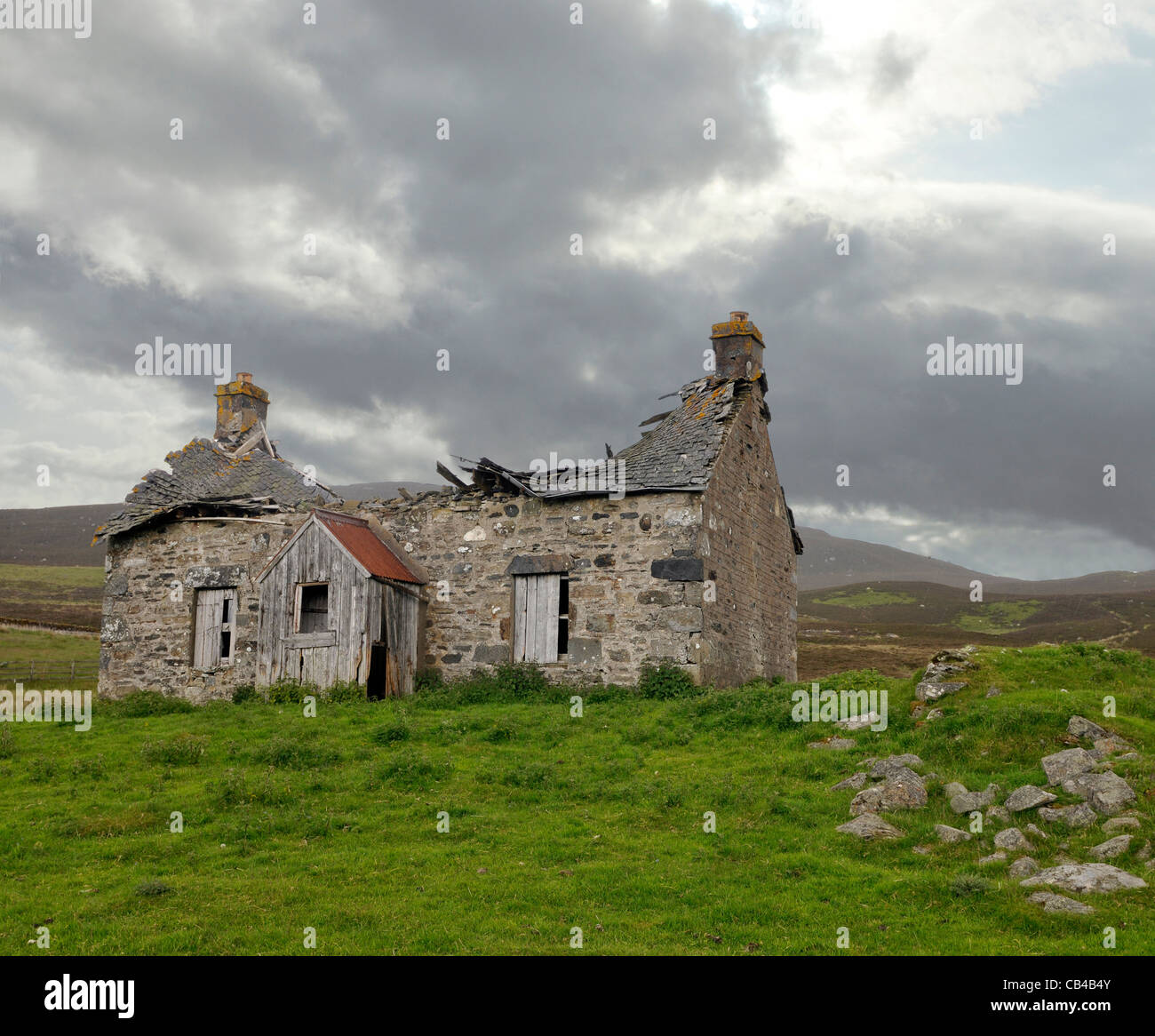 Derelict Crofters Cottage near the A924 in Perthshire, Scotland Stock ...