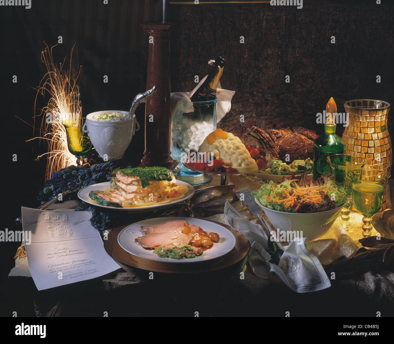 New Years Eve buffet: aspic / fried ribs / savoy cabbage / steamed ...