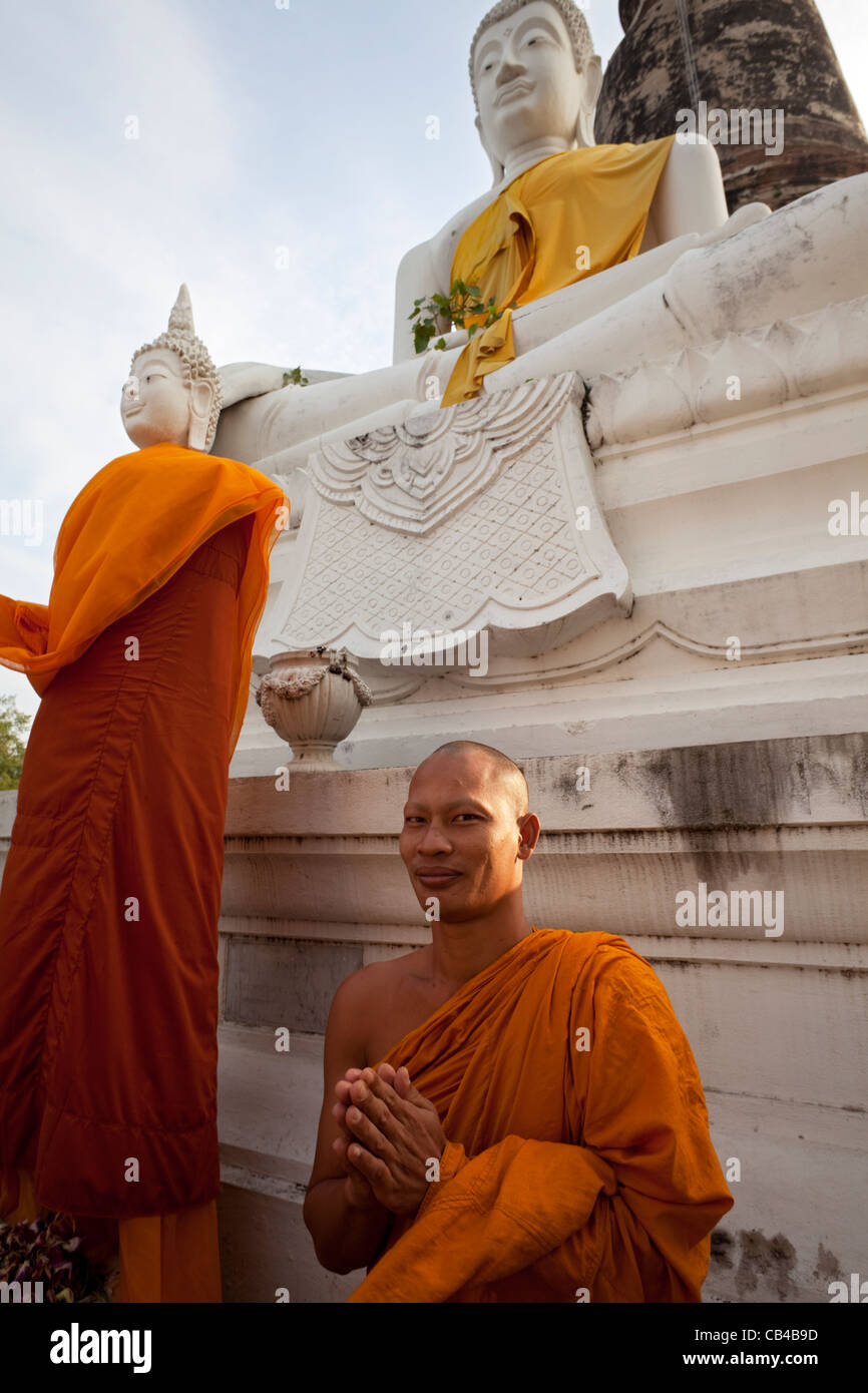 Thailand, Ayutthaya, Ayutthaya Historical Park, Monk in Wat Yai Chai Mongkhon Stock Photo - Alamy