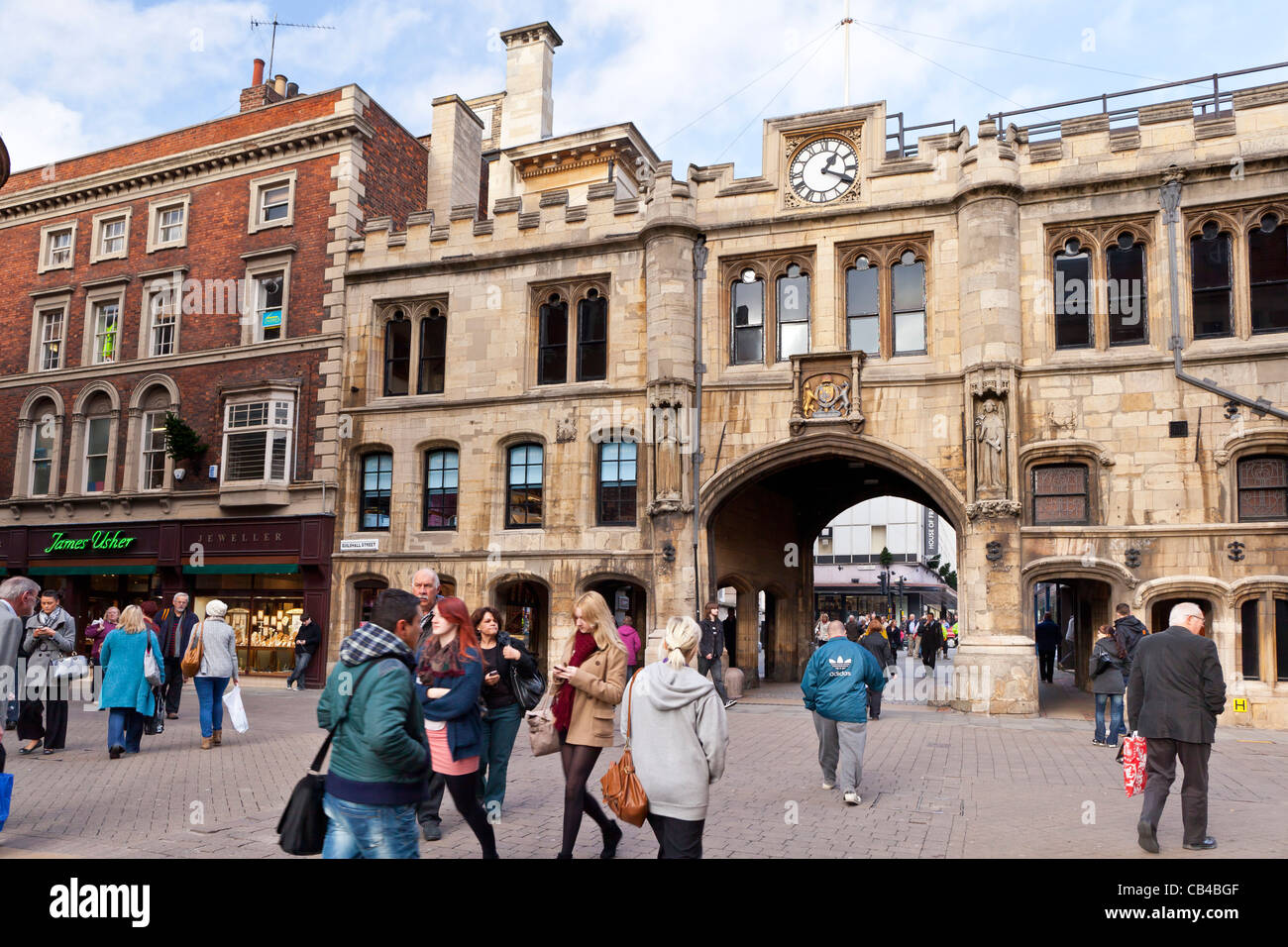 Town gate with Guildhall above at the High St. - Lincoln, Lincolnshire ...