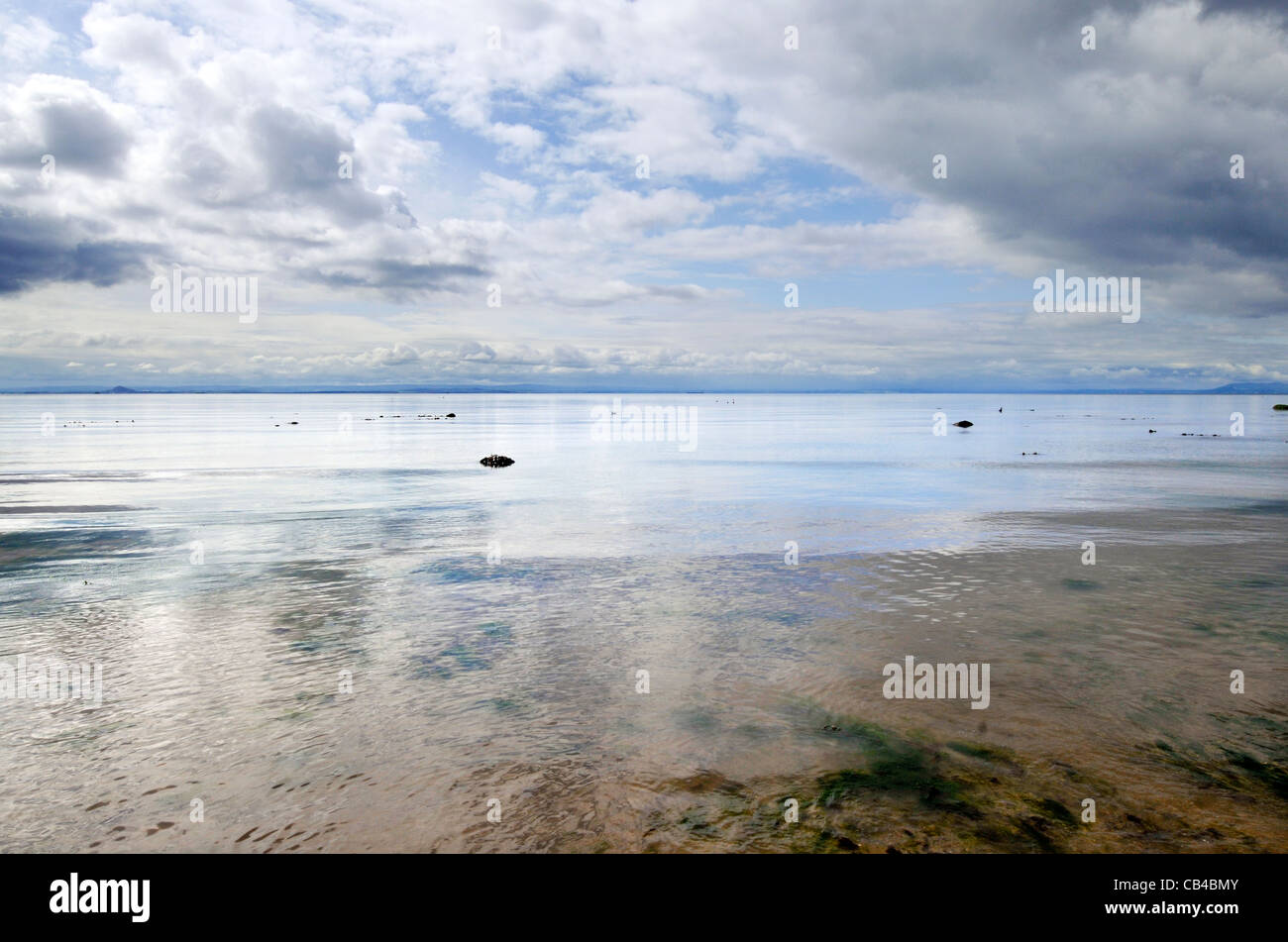 Calm water in the Firth of Forth at Lower Largo in Fife, Scotland Stock ...