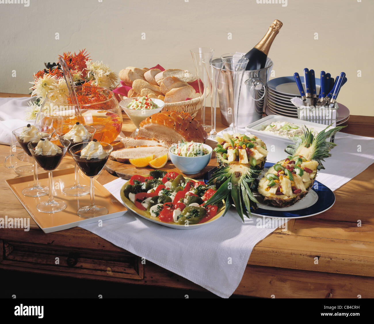 Buffet: marinated sweet pepper, smoked fish terrine, ham roast, filled ...