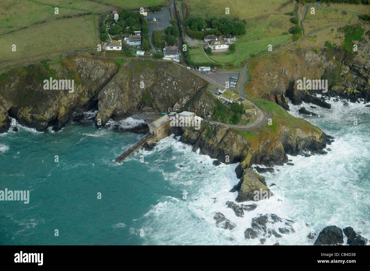 Looking down onto Polpeor Cove and the old lifeboat station at Lizard ...