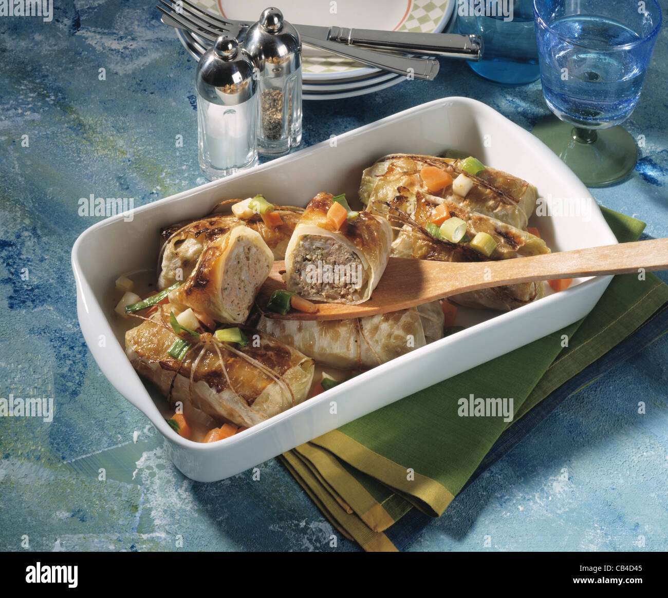 Cabbage roulade filled with mincedmeat and rice Stock Photo - Alamy