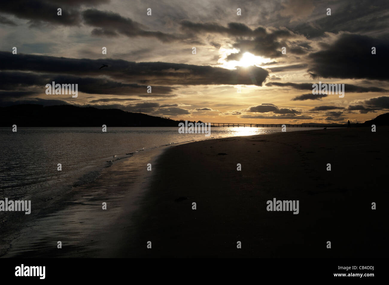Moody sunset over river inlet at Broughty Ferry, Scotland Stock Photo ...