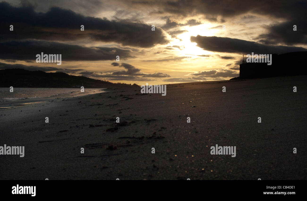 Moody sunset over river inlet at Broughty Ferry, Scotland Stock Photo ...