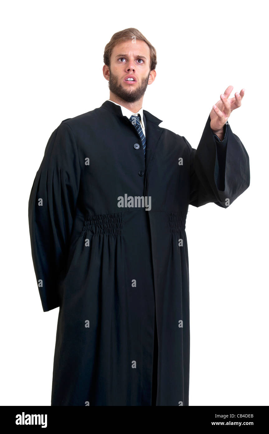 Young lawyer dressed with a toga isolated in white Stock Photo - Alamy