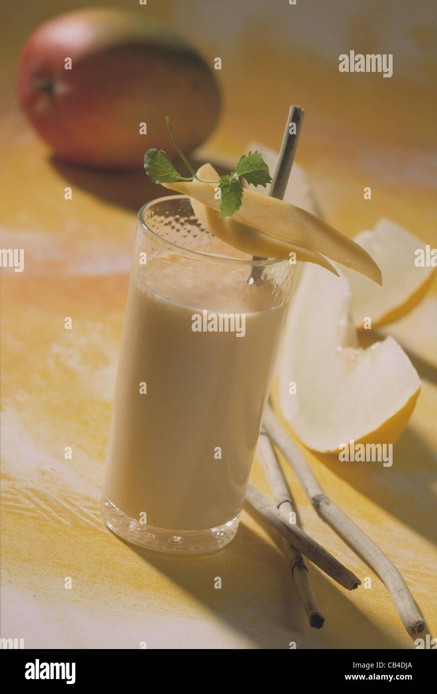 Melon - mango - milk - drink Stock Photo - Alamy