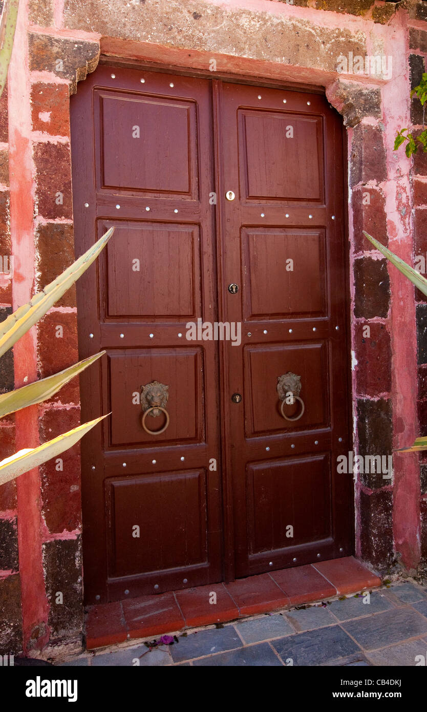 Wooden door, Firostefani, Santorini, Greece Stock Photo - Alamy