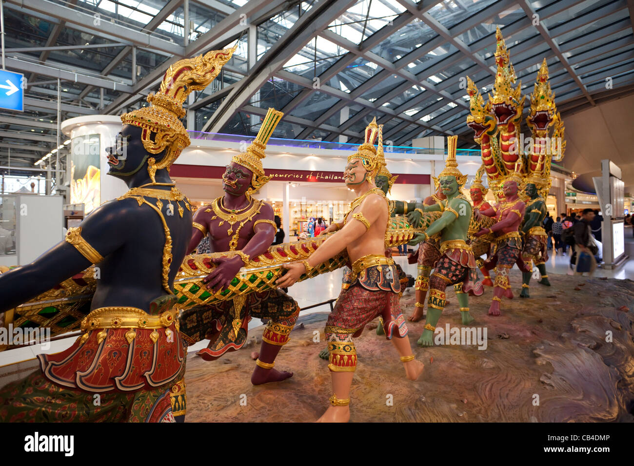 Thailand, Bangkok, Suwannaphum Airport, Exhibition of the Ramayana Epic ...
