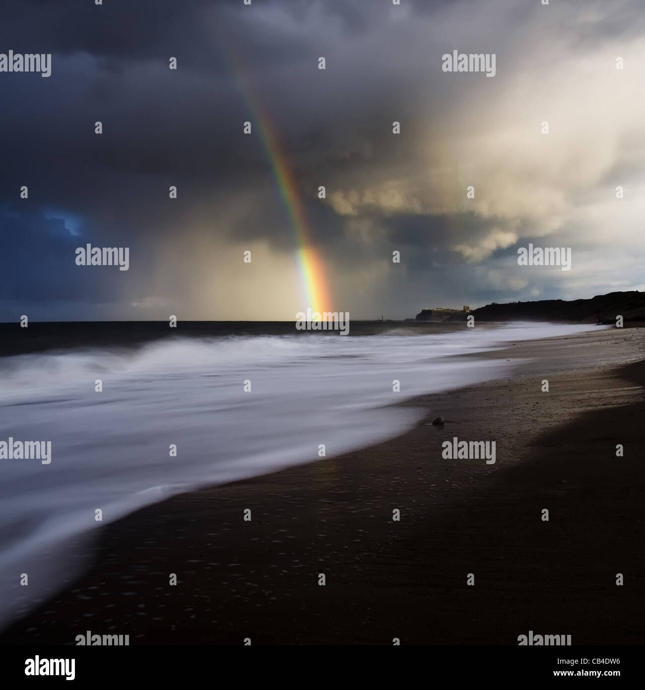 A powerful rainbow in Whitby, Yorkshire Stock Photo - Alamy