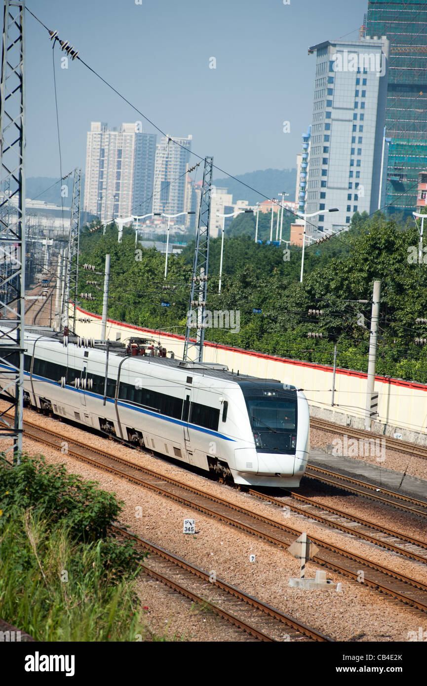 Train in motion on railroad hi-res stock photography and images - Alamy