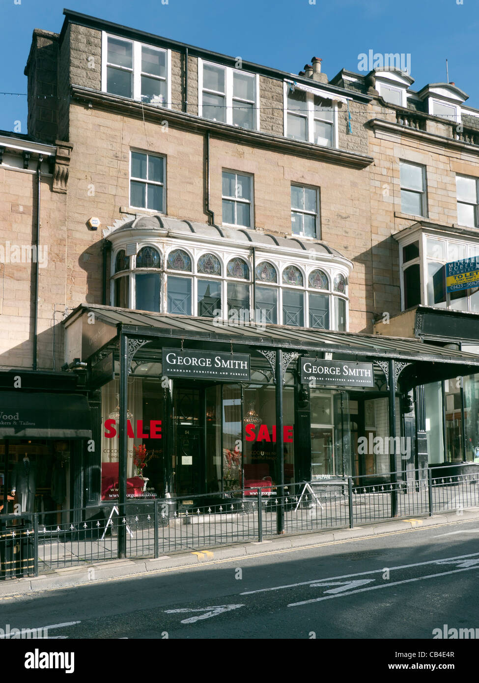 Victorian shop canopies, Parliament Street, Harrogate, North Yorkshire ...