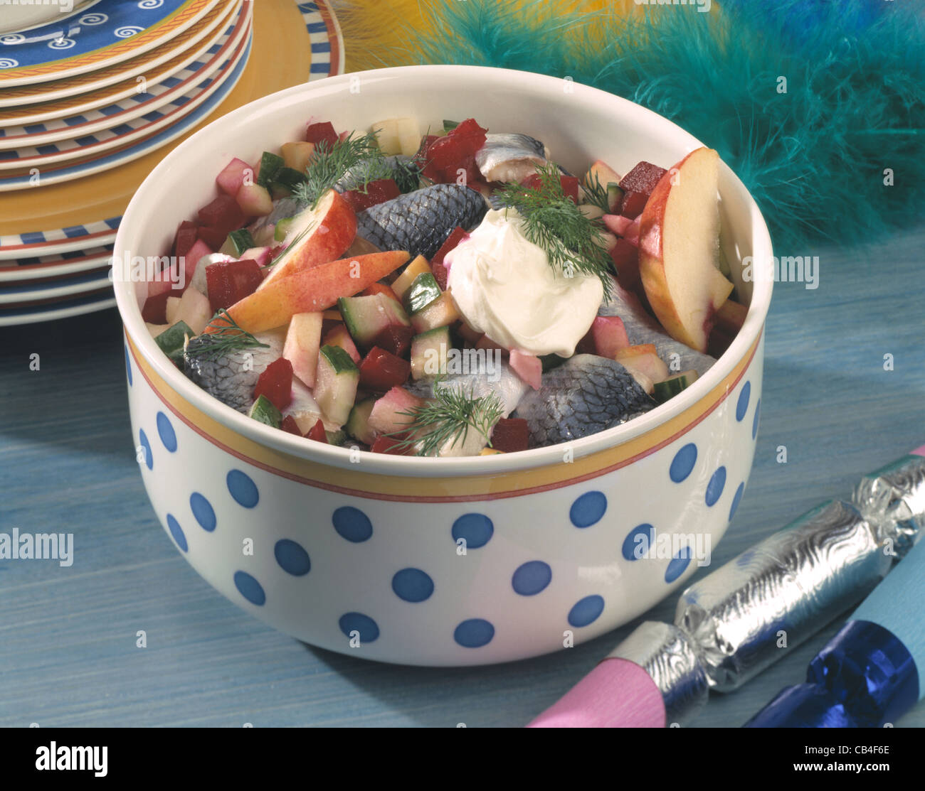 Herring salad with beetroot Stock Photo - Alamy