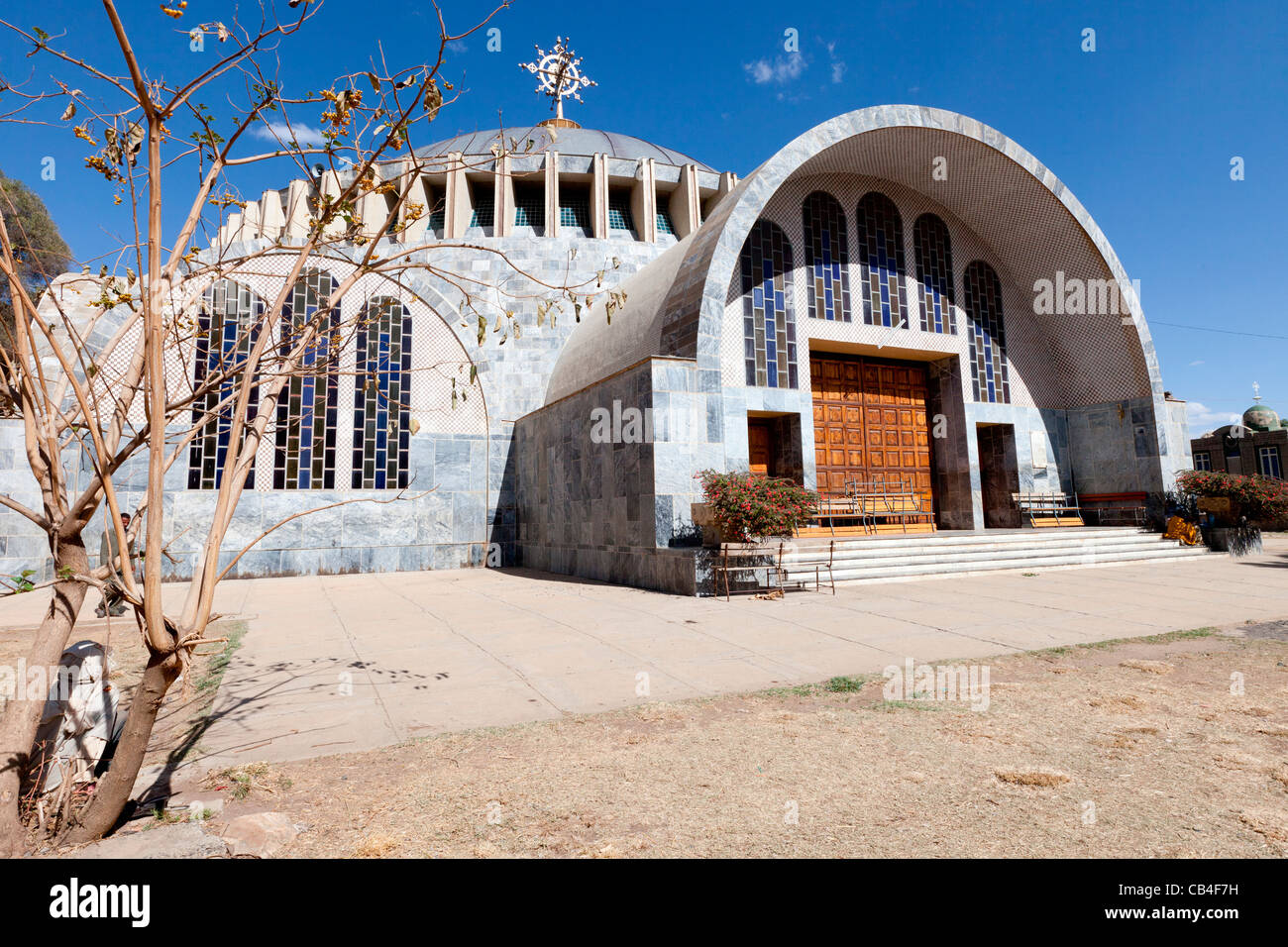 Exterior view of the New Church St Mary of Zion in Aksum, Northern ...