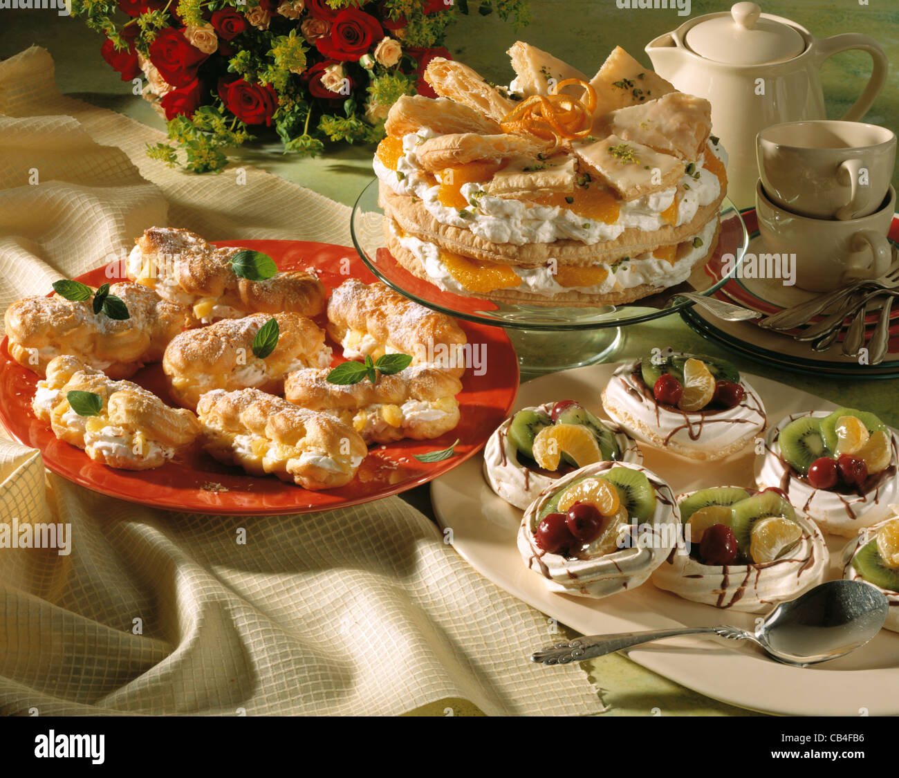 Tableau: Profiteroles with pineapple - coconut filling/ filo dough ...