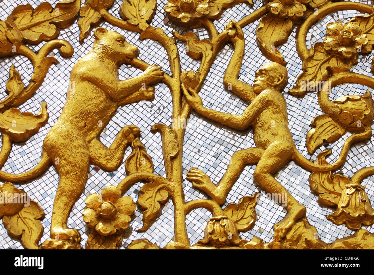 Wall in Wat Lak si Buddhist temple, Bangkok, Thailand Stock Photo - Alamy