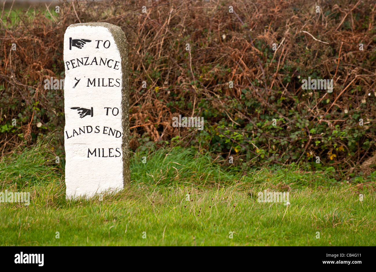 A granite milestone in Cornwall Stock Photo - Alamy