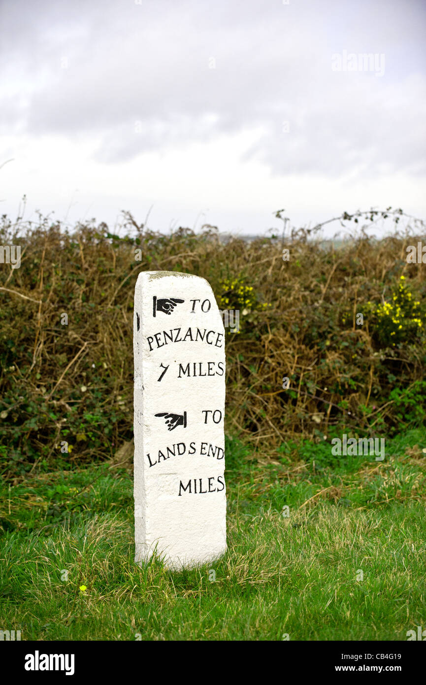 A granite milestone in Cornwall Stock Photo - Alamy