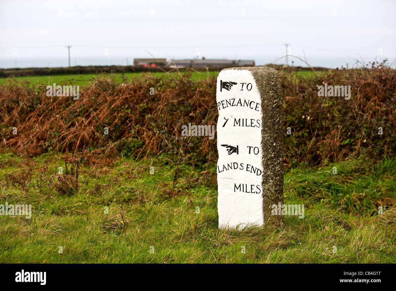 A granite milestone in Cornwall Stock Photo - Alamy