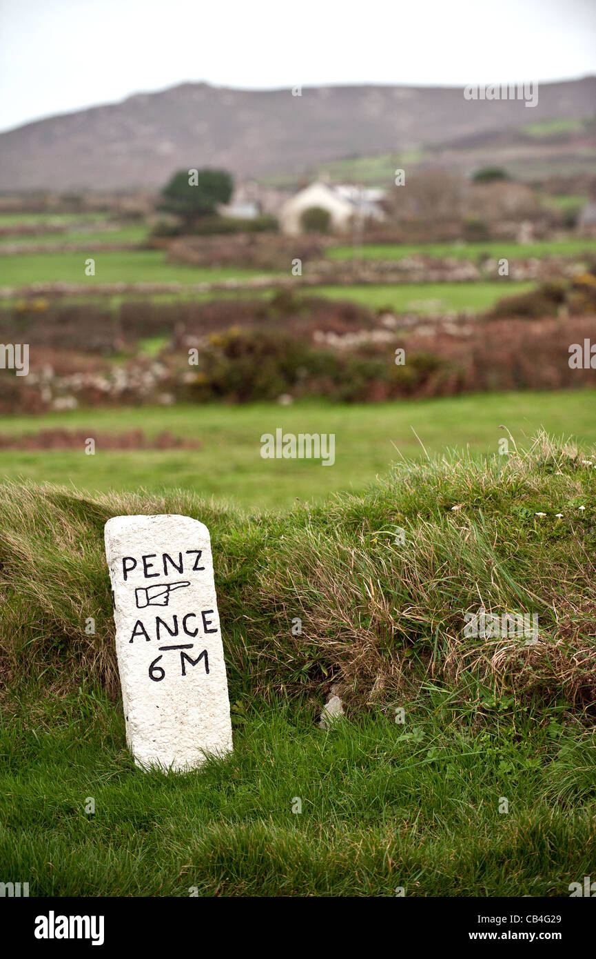 A granite milestone in Cornwall Stock Photo - Alamy