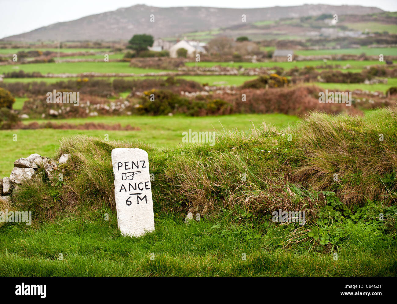 A granite milestone in Cornwall Stock Photo - Alamy