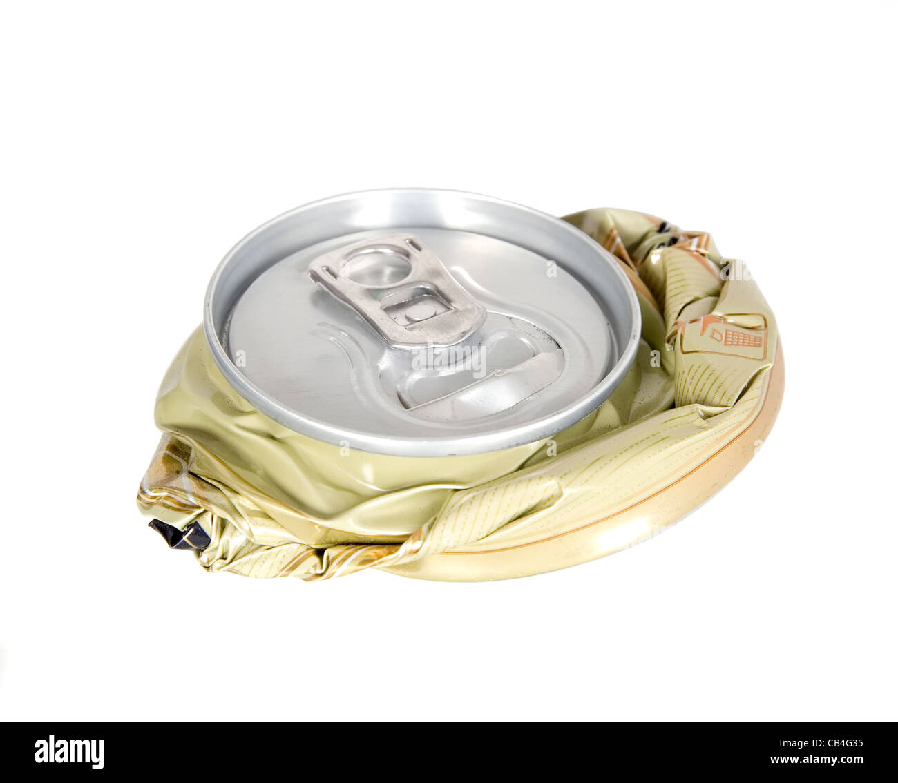 Smashed can on white background, pollution and recycling concept Stock ...