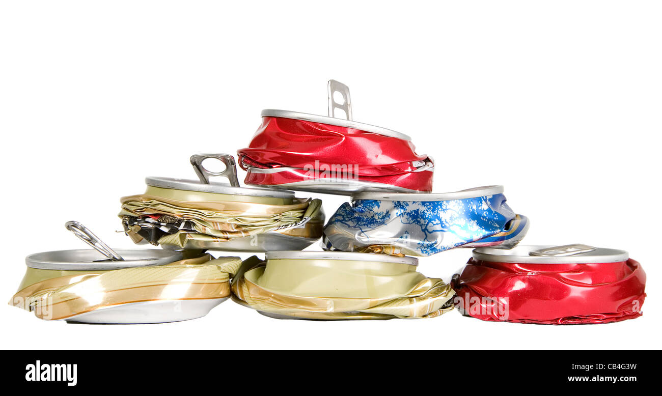 Shape made from smashed cans, pollution and recycling concept Stock ...