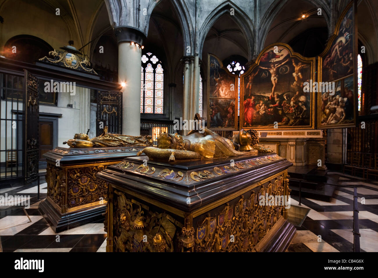 Tombs of Mary of Burgundy and Charles the Bold in the Church of Our Lady, Bruges, Belgium Stock ...