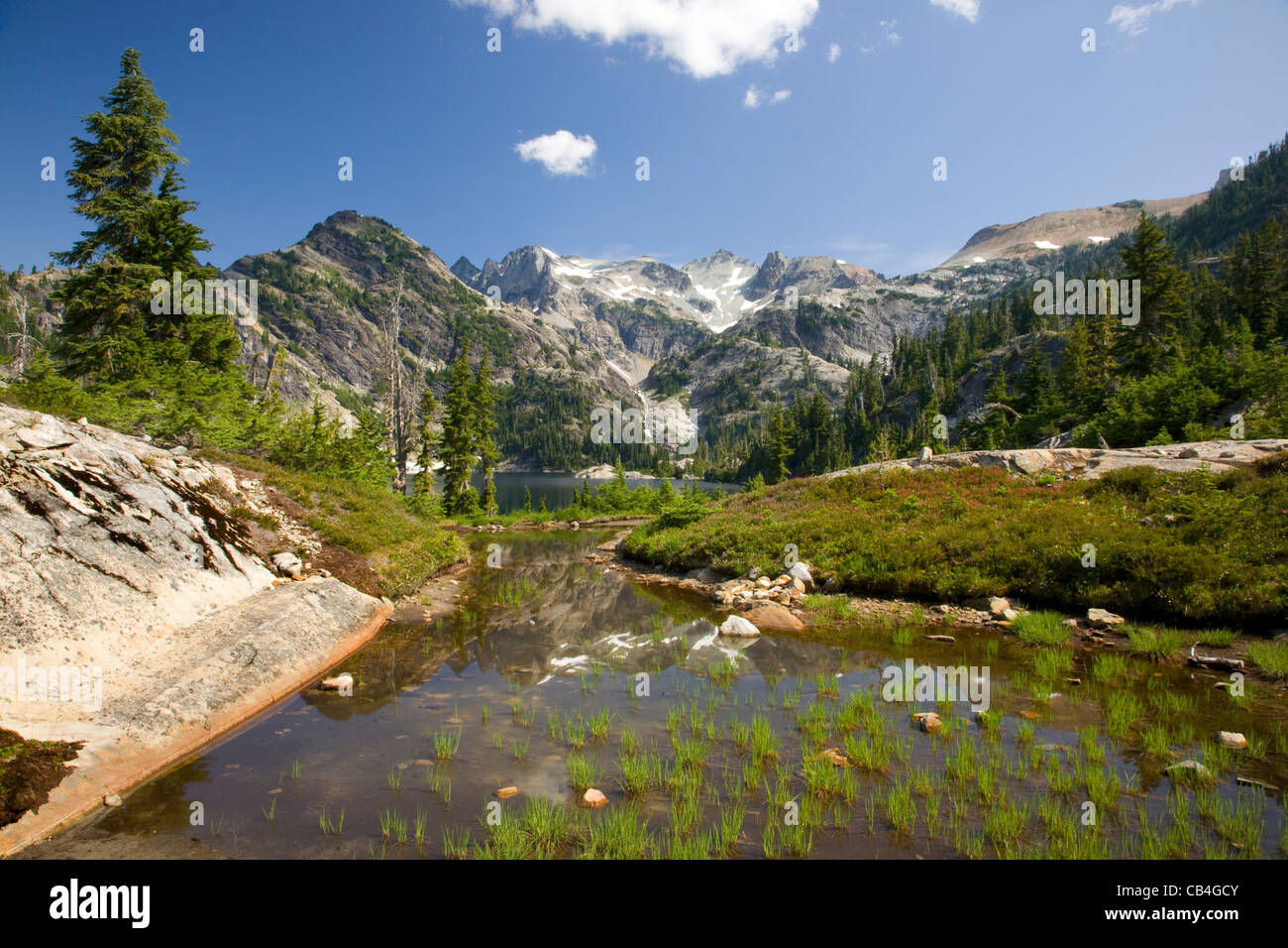 WASHINGTON - Mount Daniel rising above Spade Lake in the Alpine Lakes ...