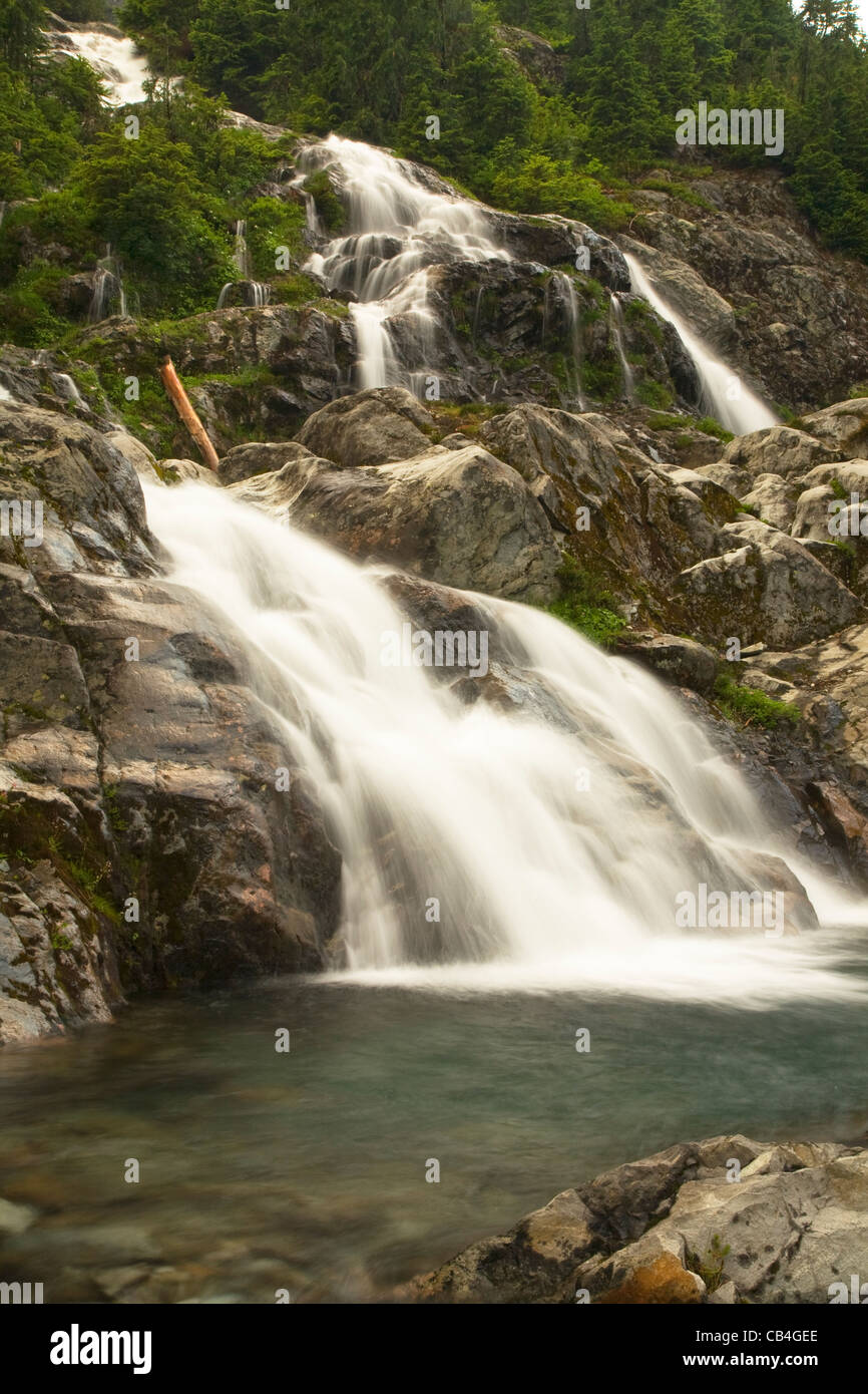 Waterfall descending into Lake Ivanhoe below Dutch Miller Gap during an ...