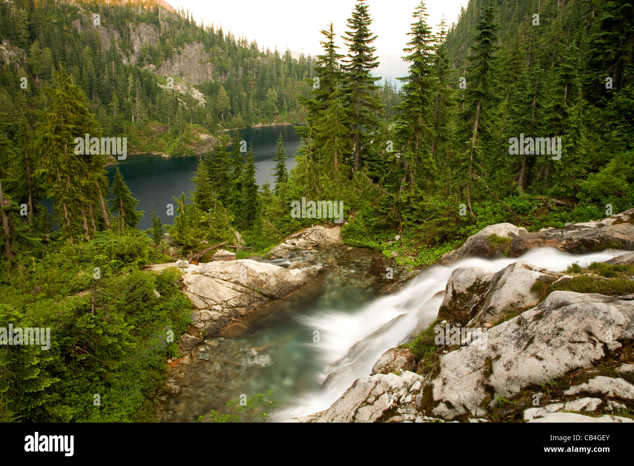 WASHINGTON - Waterfall descending into Lake Ivanhoe below Dutch Miller ...