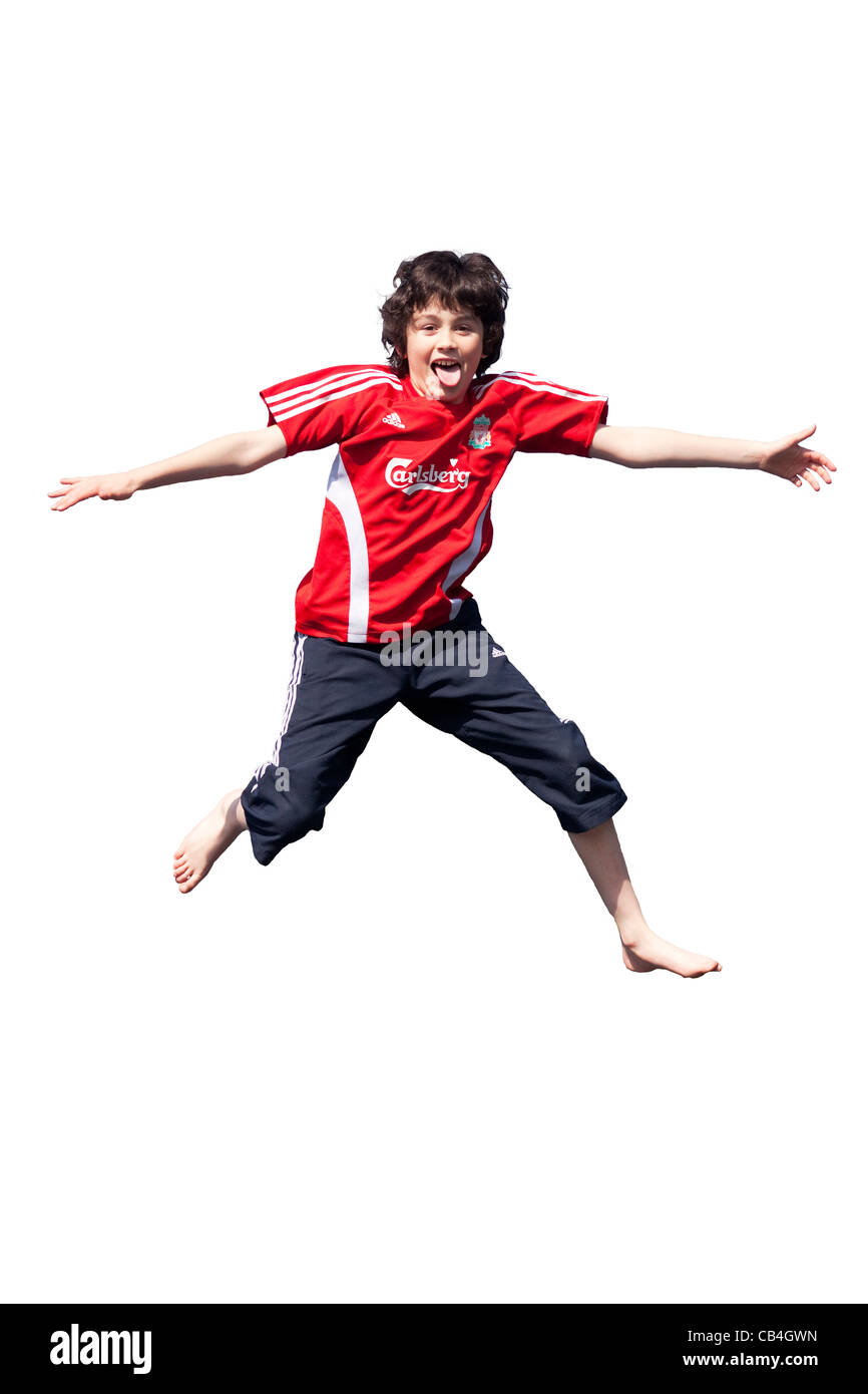 Leaping boy cut-out Stock Photo - Alamy