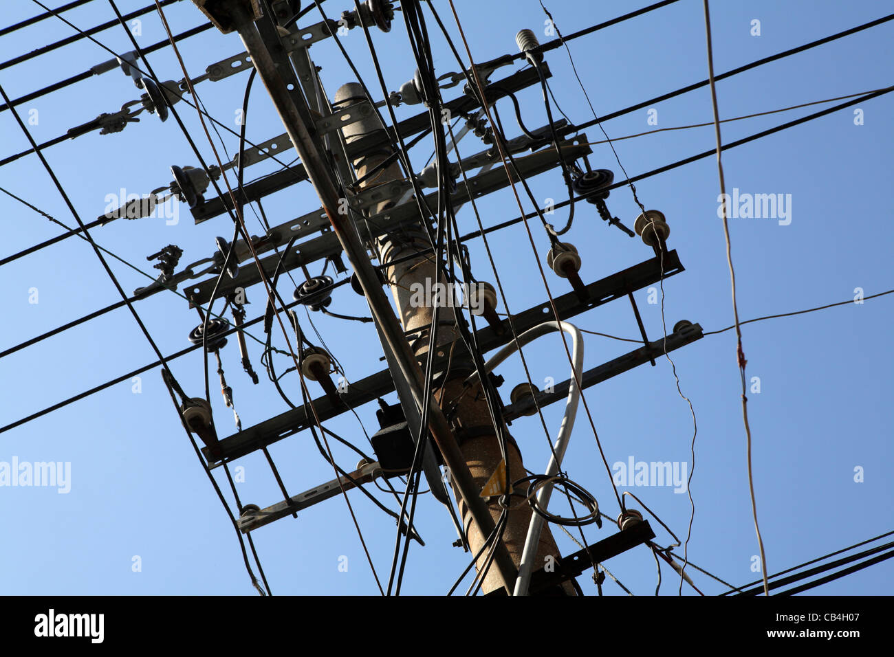 Unsafe overloaded mains power connections,central Xiamen, China, Asia ...