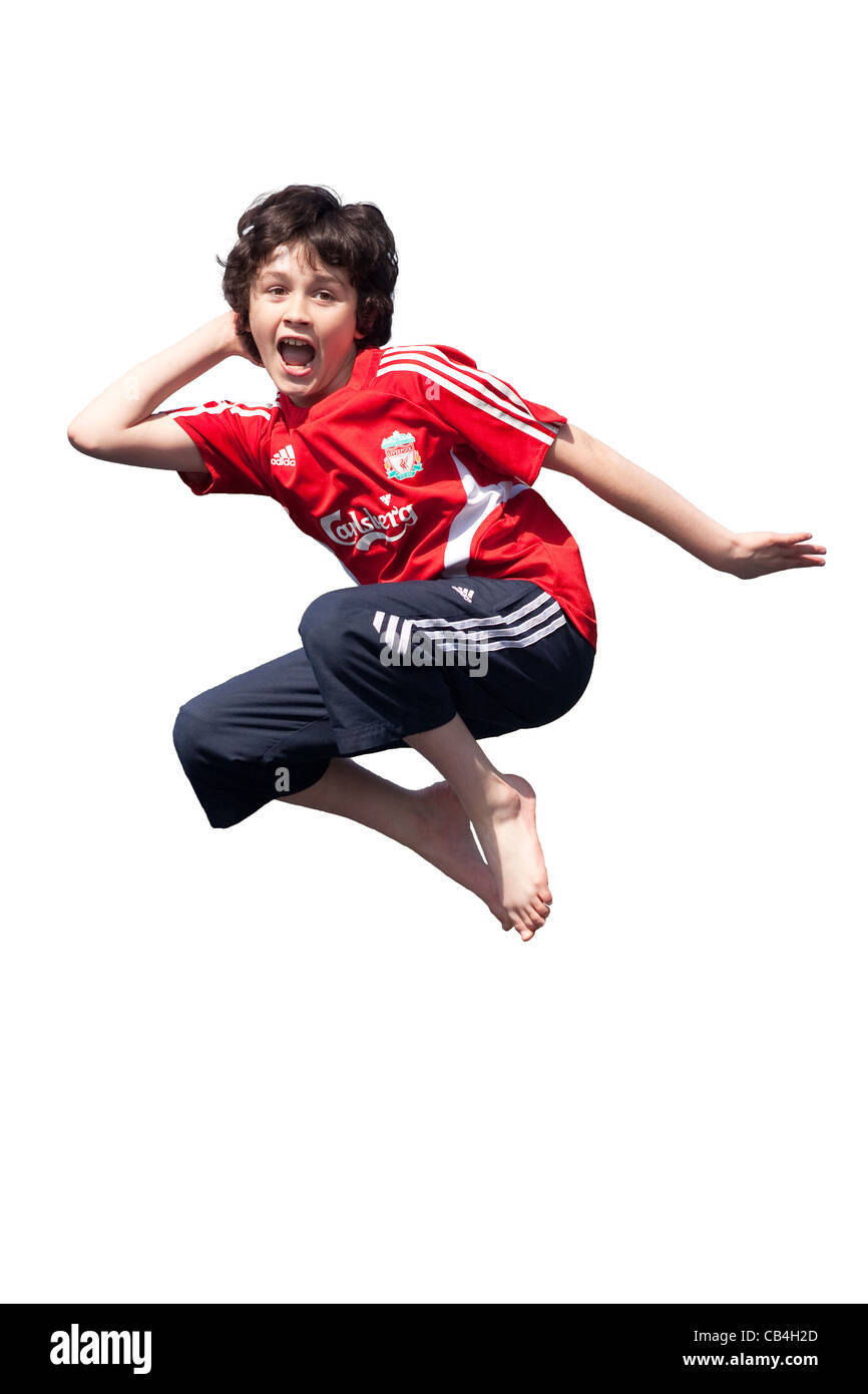 Leaping boy cut-out Stock Photo - Alamy