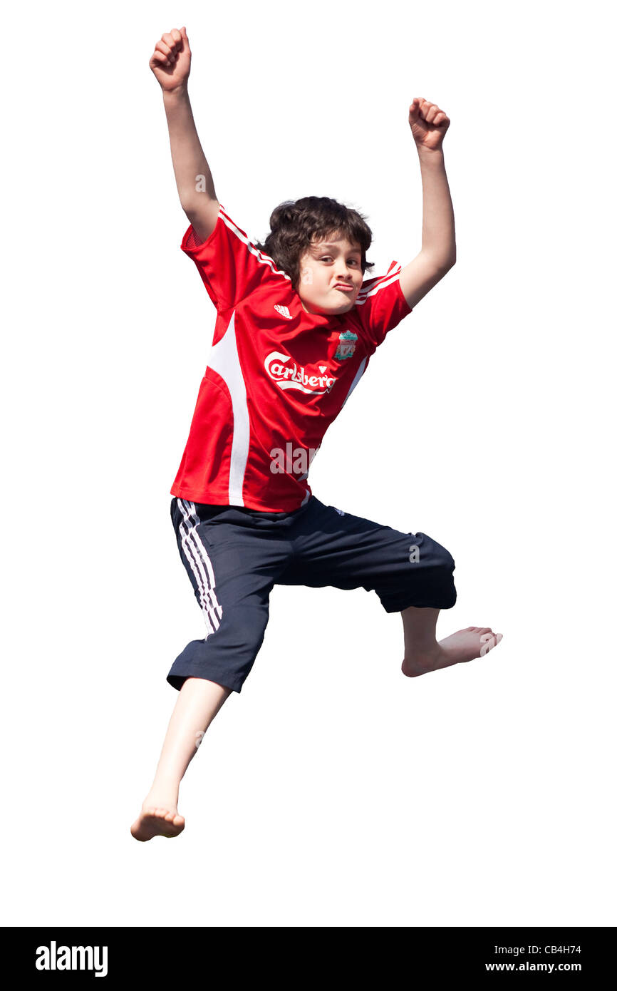 Leaping boy cut-out Stock Photo - Alamy