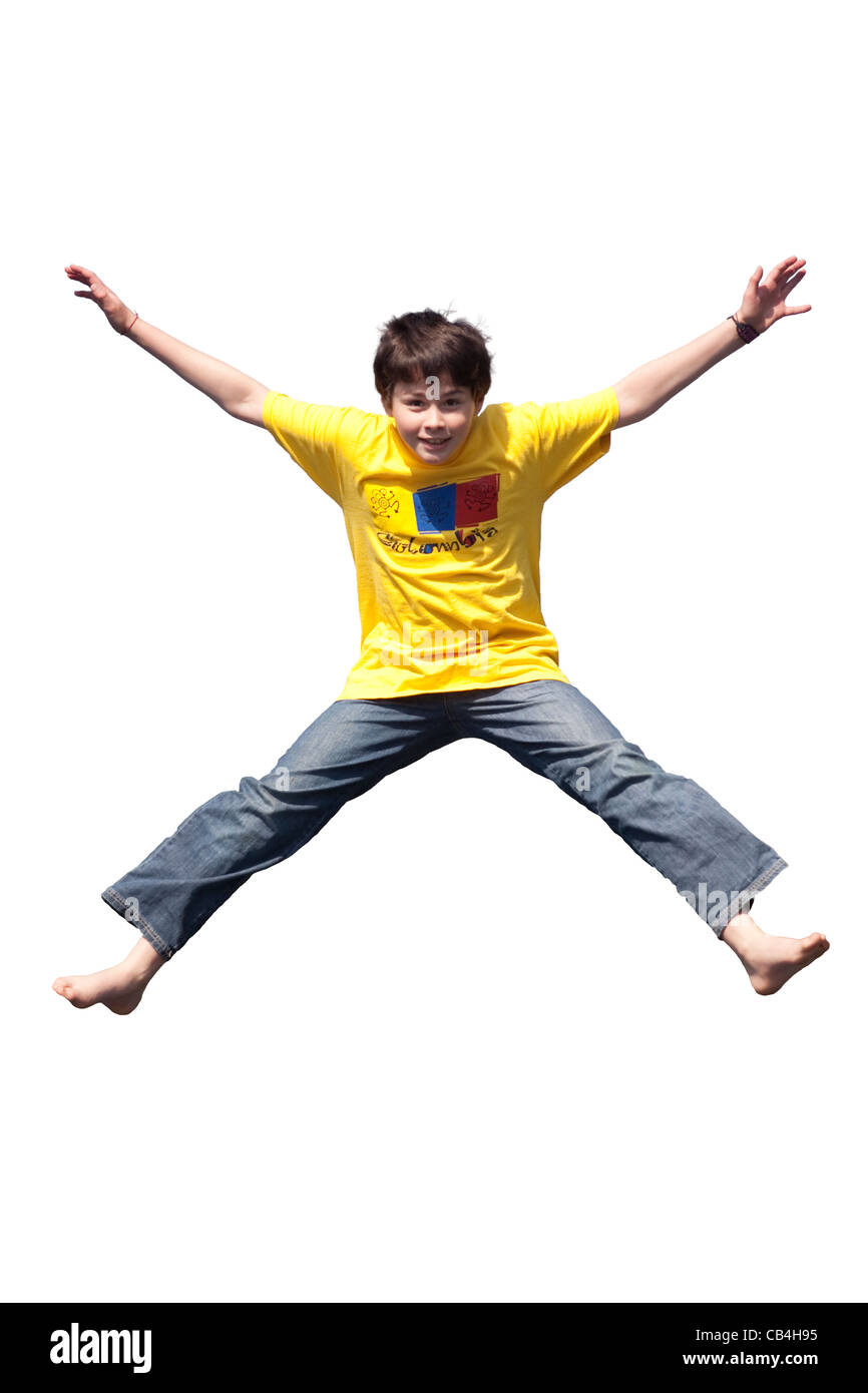 Jumping boy cut-out Stock Photo - Alamy