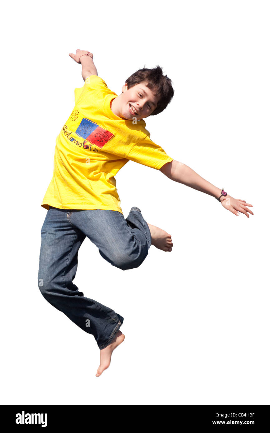 Jumping boy cut-out Stock Photo - Alamy