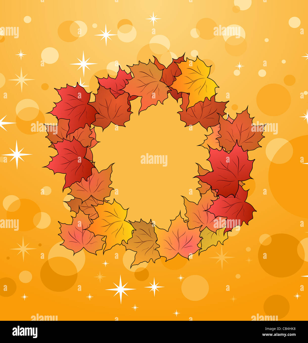 Illustration of autumn frame made in maples with effect bokeh - vector ...