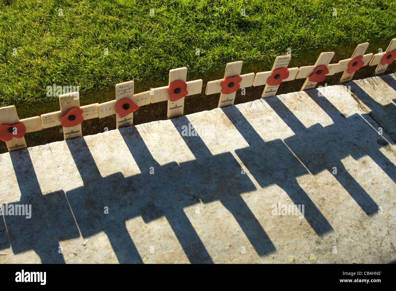 Shadow of Remembrance Crosses Decorated With Poppies Hoe Cenotaph ...
