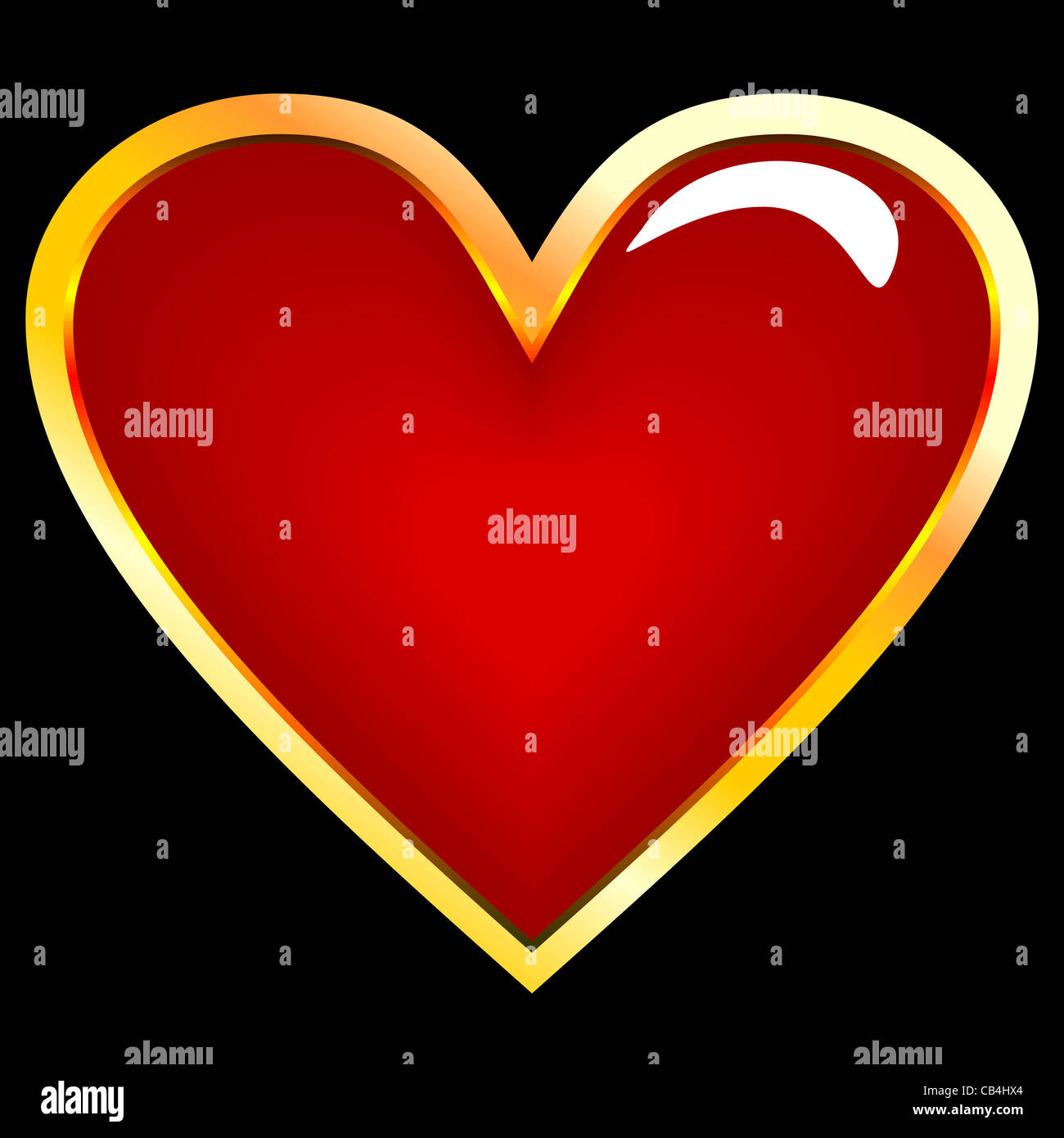 Realistic illustration of golden heart - vector Stock Photo - Alamy