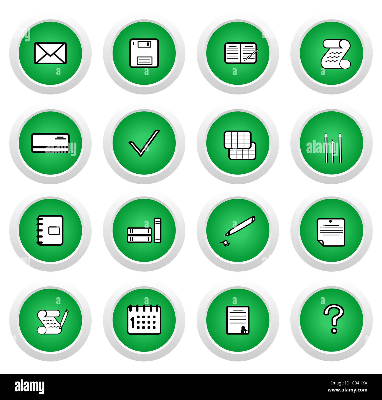 Green button with icon 16 Stock Photo - Alamy