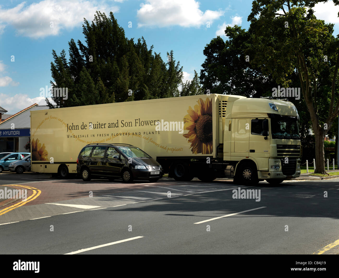 Oversized Dutch Flower Lorry delivering Flowers in Small Village in ...
